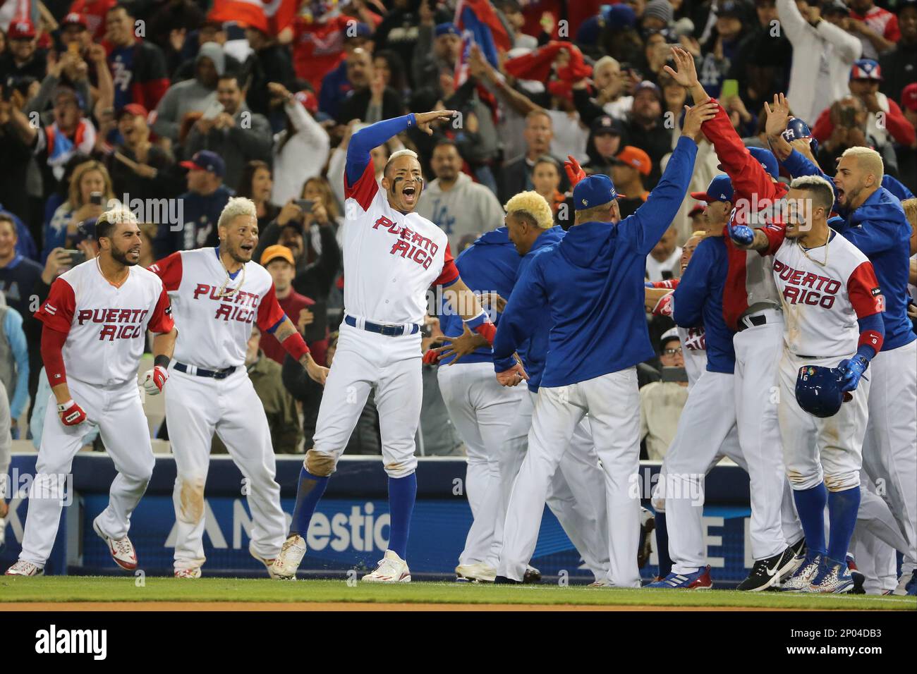 March 20, 2017: The Puerto Rico team celebrates after defeating ...