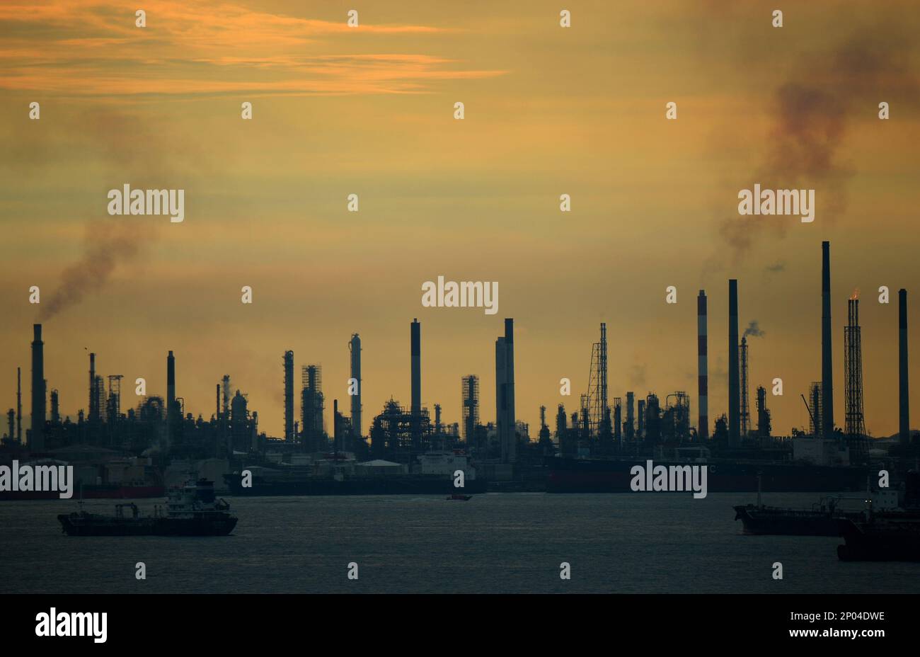 An oil refinery at Pulau Bukom is seen from Sentosa on 20 January, 2017 ...