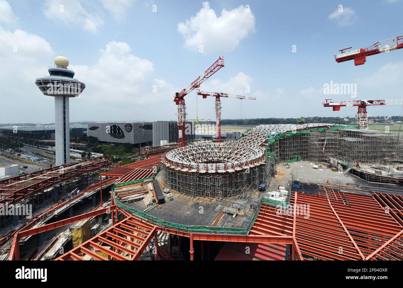 The Jewel at the Changi Airport under construction on 13 March 2017 ...