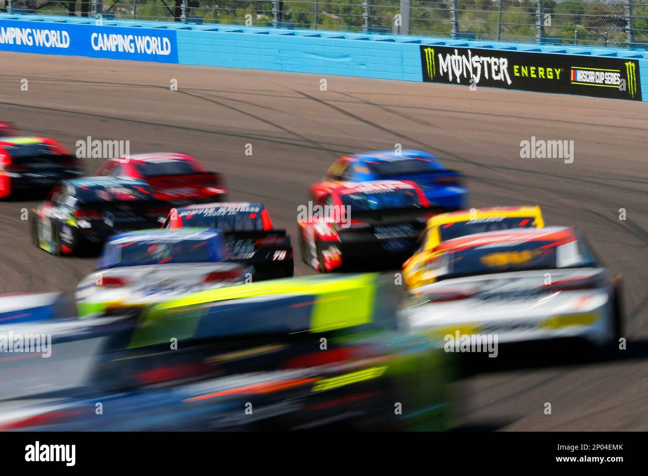 Field in front of Monster Energy signage during the NASCAR Camping ...