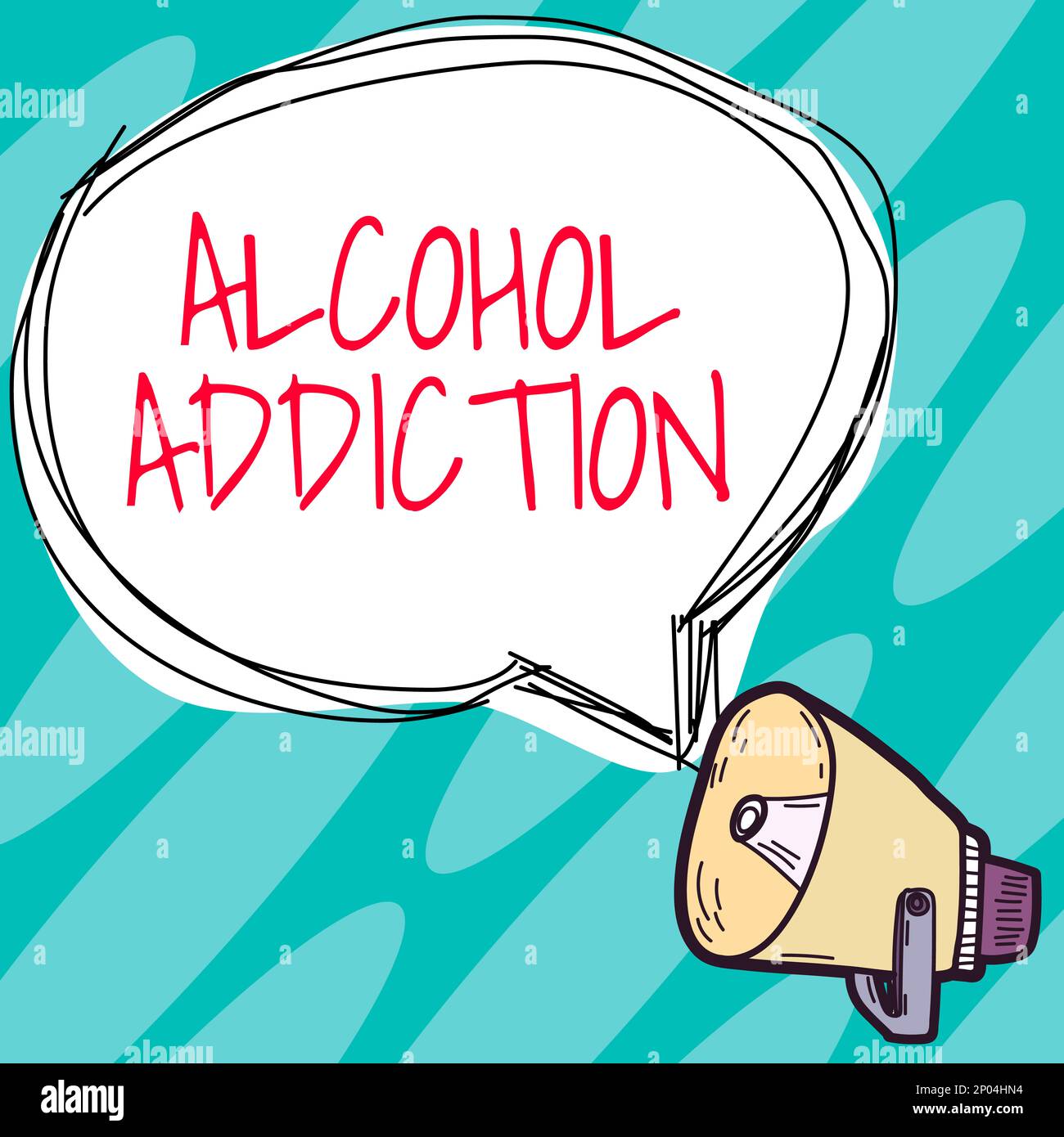 Hand writing sign Alcohol Addiction. Word Written on characterized by ...