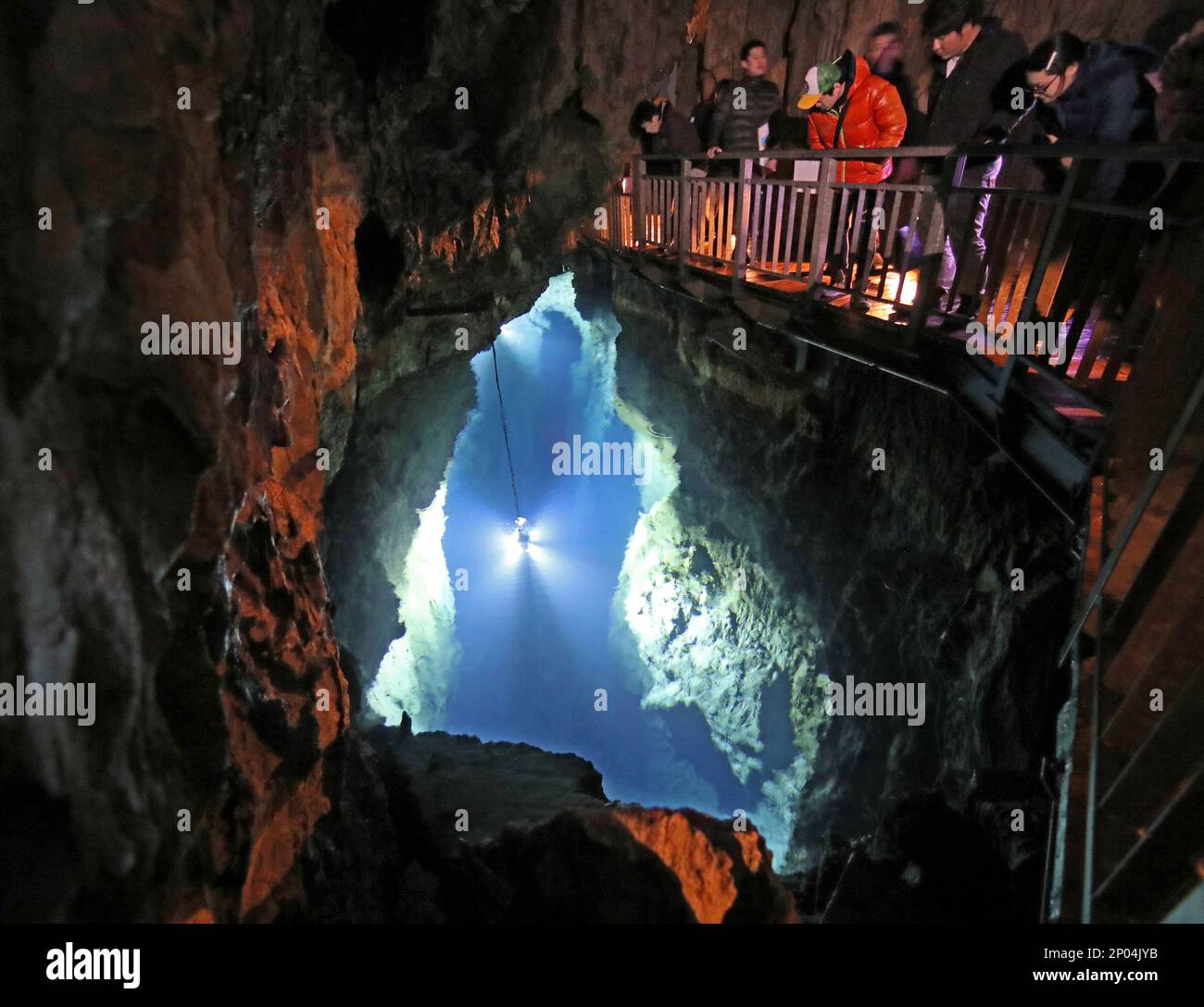 Tourist visit to view the Ryusendo, one of Japan's three biggest ...