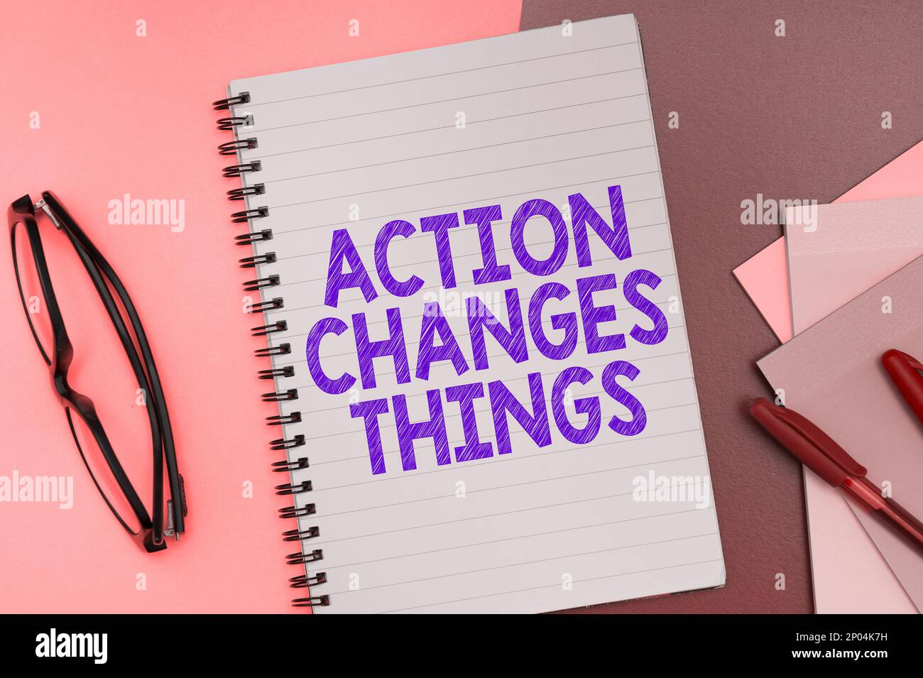 Handwriting text Action Changes Things. Business idea doing something ...