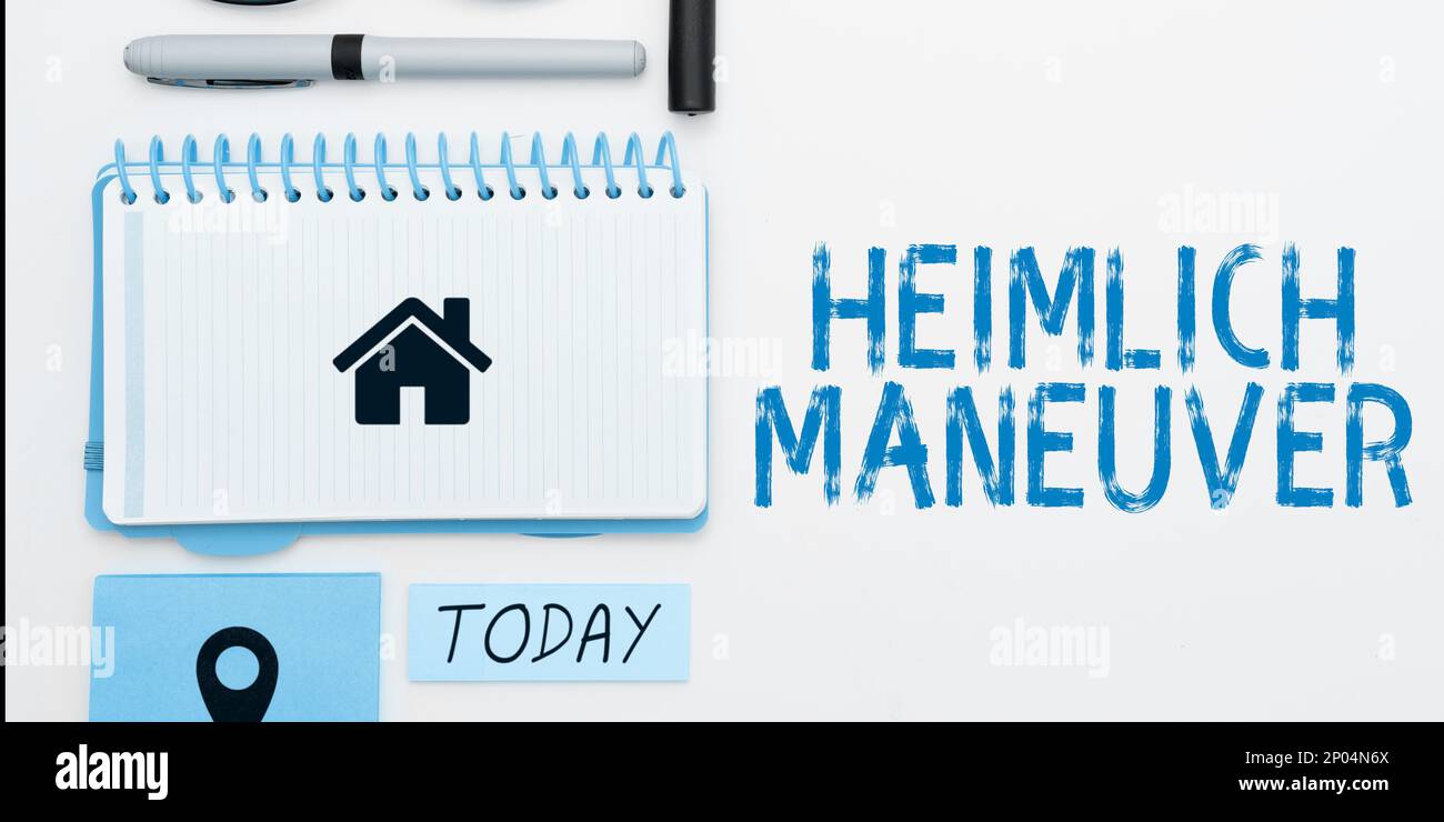 Conceptual display Heimlich Maneuver. Word Written on application of ...