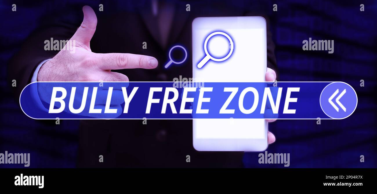 Text sign showing Bully Free Zone. Word for Be respectful to other ...