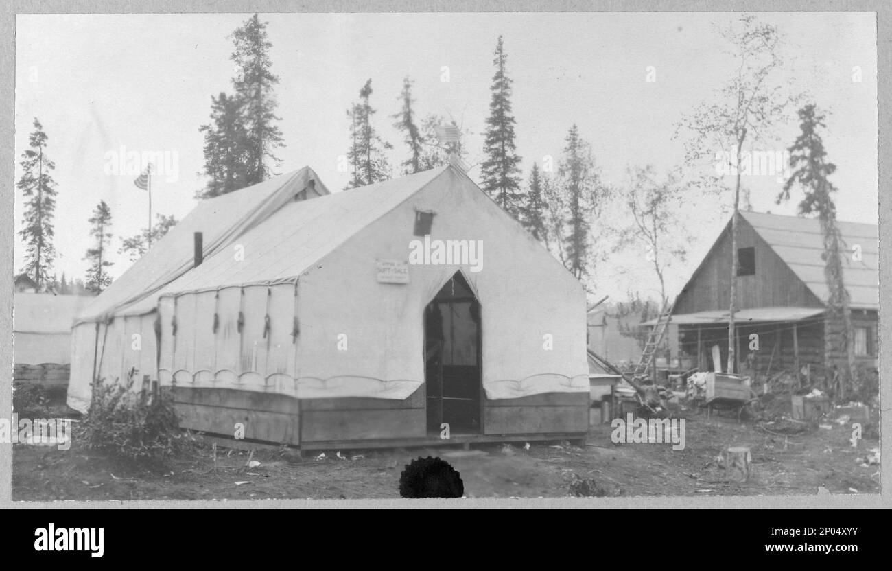 Tent next to log cabin. Frank and Frances Carpenter collection , Gift ...