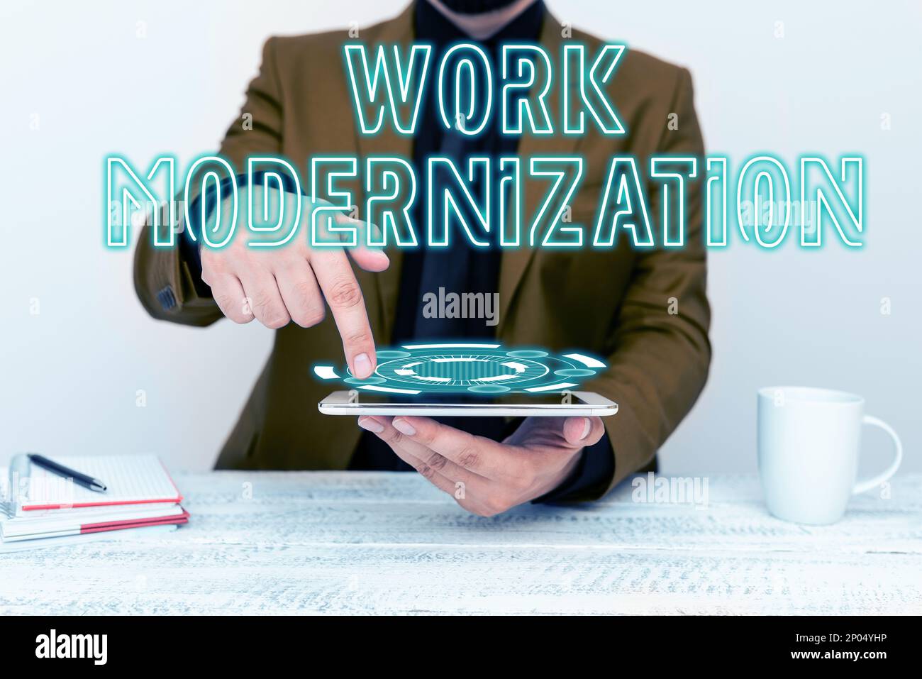 Conceptual caption Work Modernization. Business overview changing ...