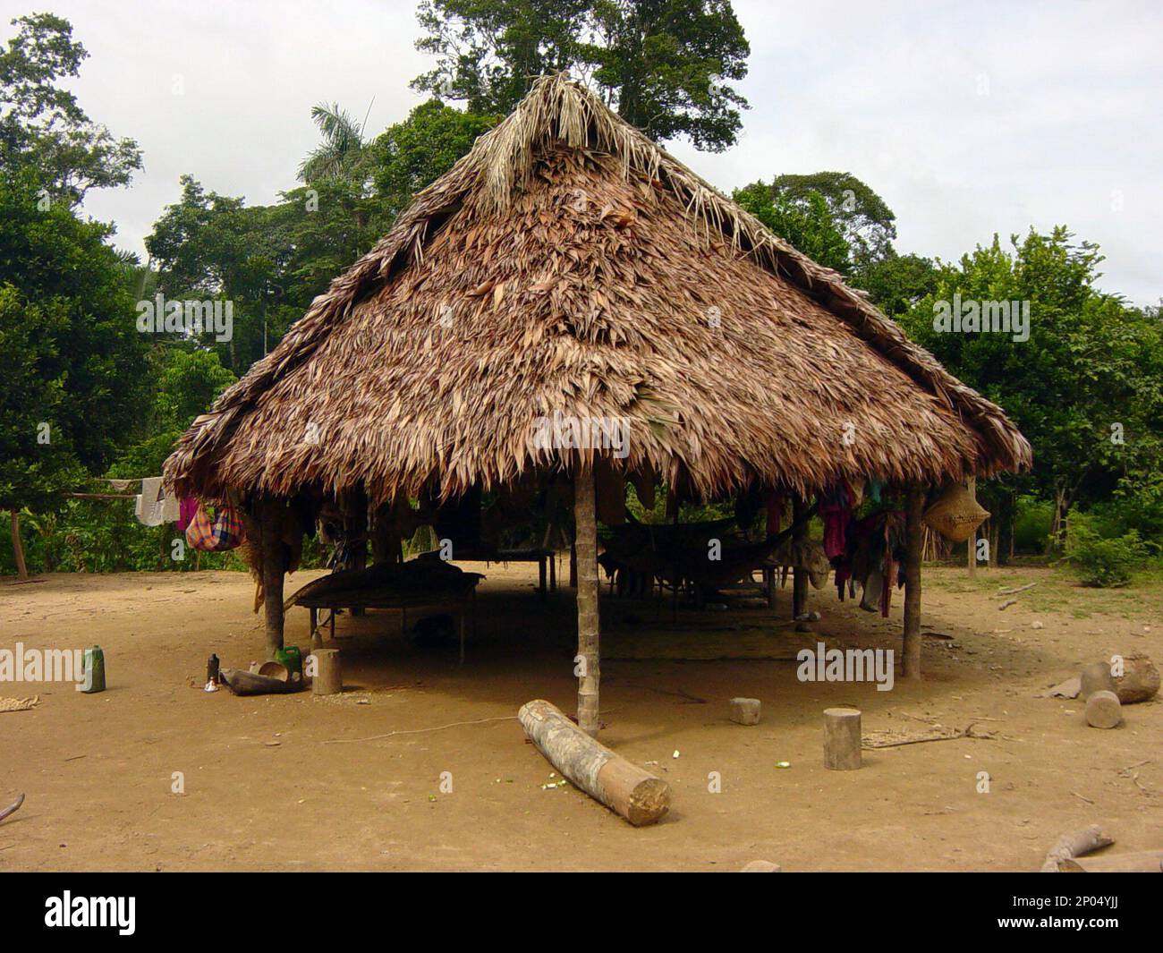 A dwelling of the Tsimane, a group of indigenous people with a ...