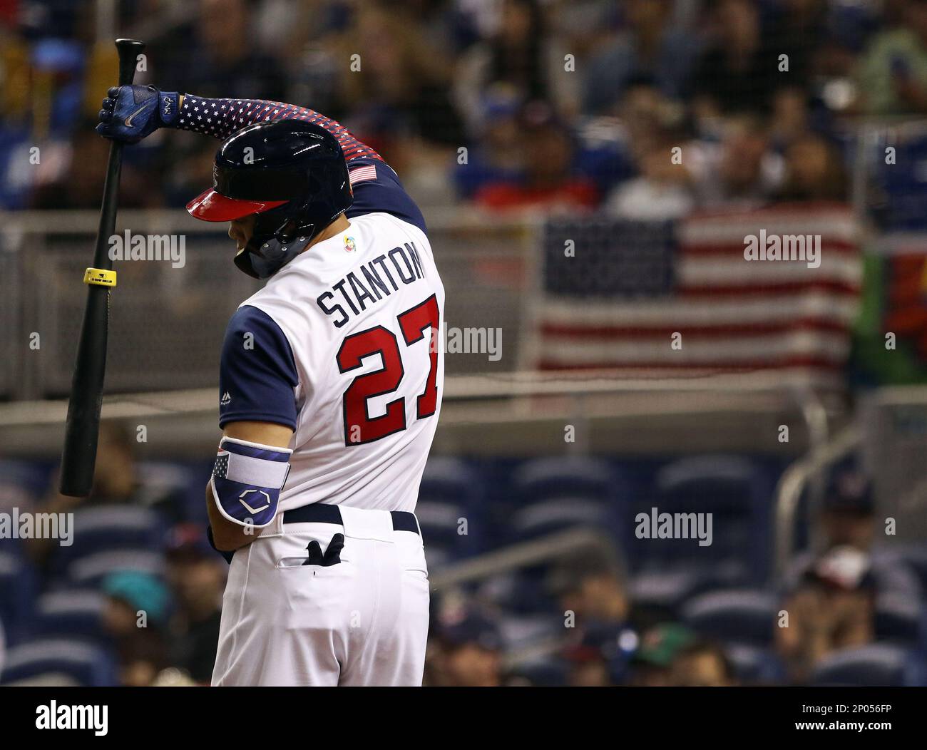 MLB batter Giancarlo Stanton from team USA bats against team Colombia ...