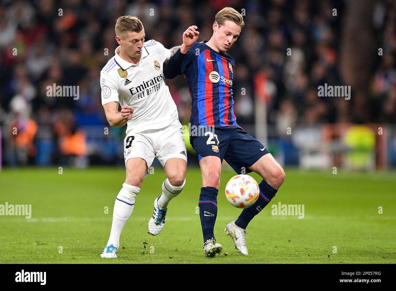 MADRID, SPAIN - MARCH 2: Toni Kroos of Real Madrid battles for the ball ...