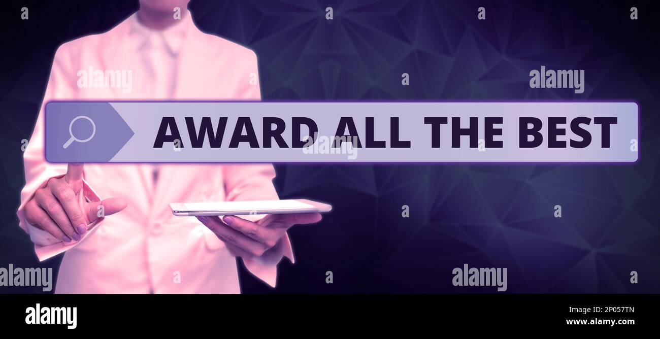 Text showing inspiration Award All The Best. Business showcase Prize ...