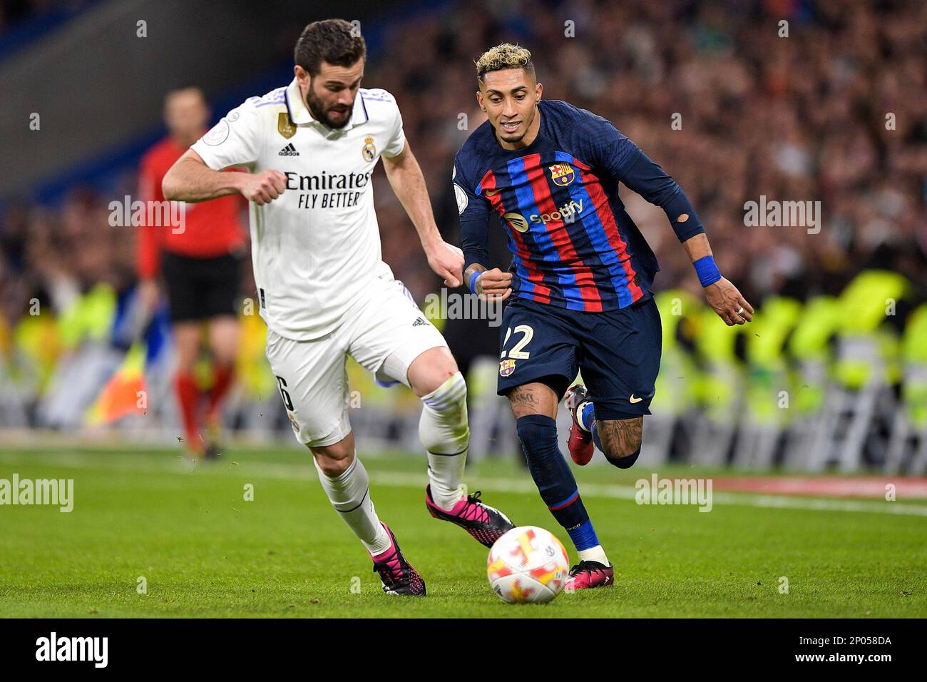 MADRID, SPAIN - MARCH 2: Nacho of Real Madrid battles for the ball with ...