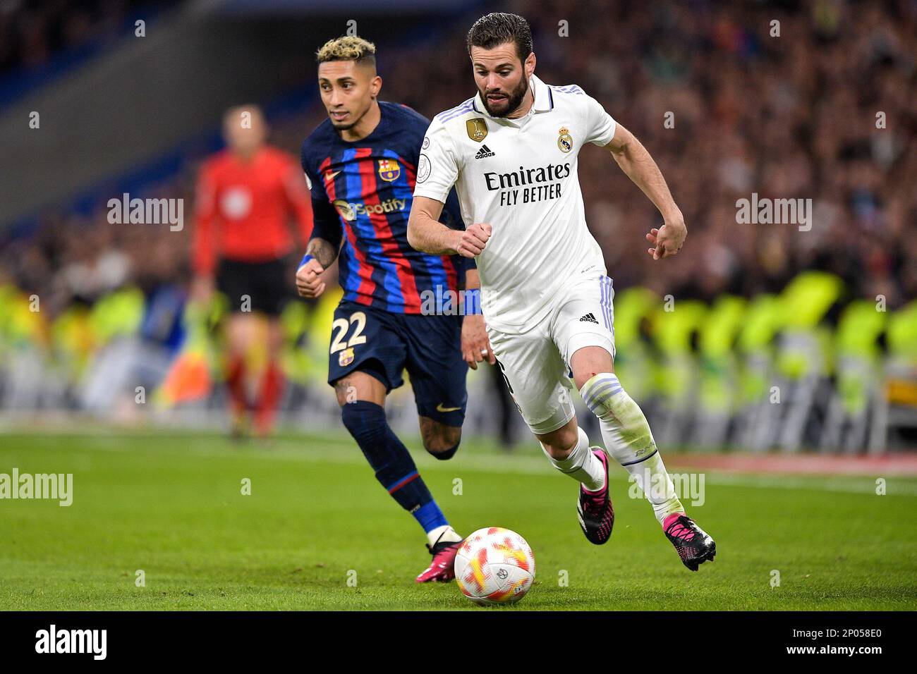 MADRID, SPAIN - MARCH 2: Nacho of Real Madrid battles for the ball with ...