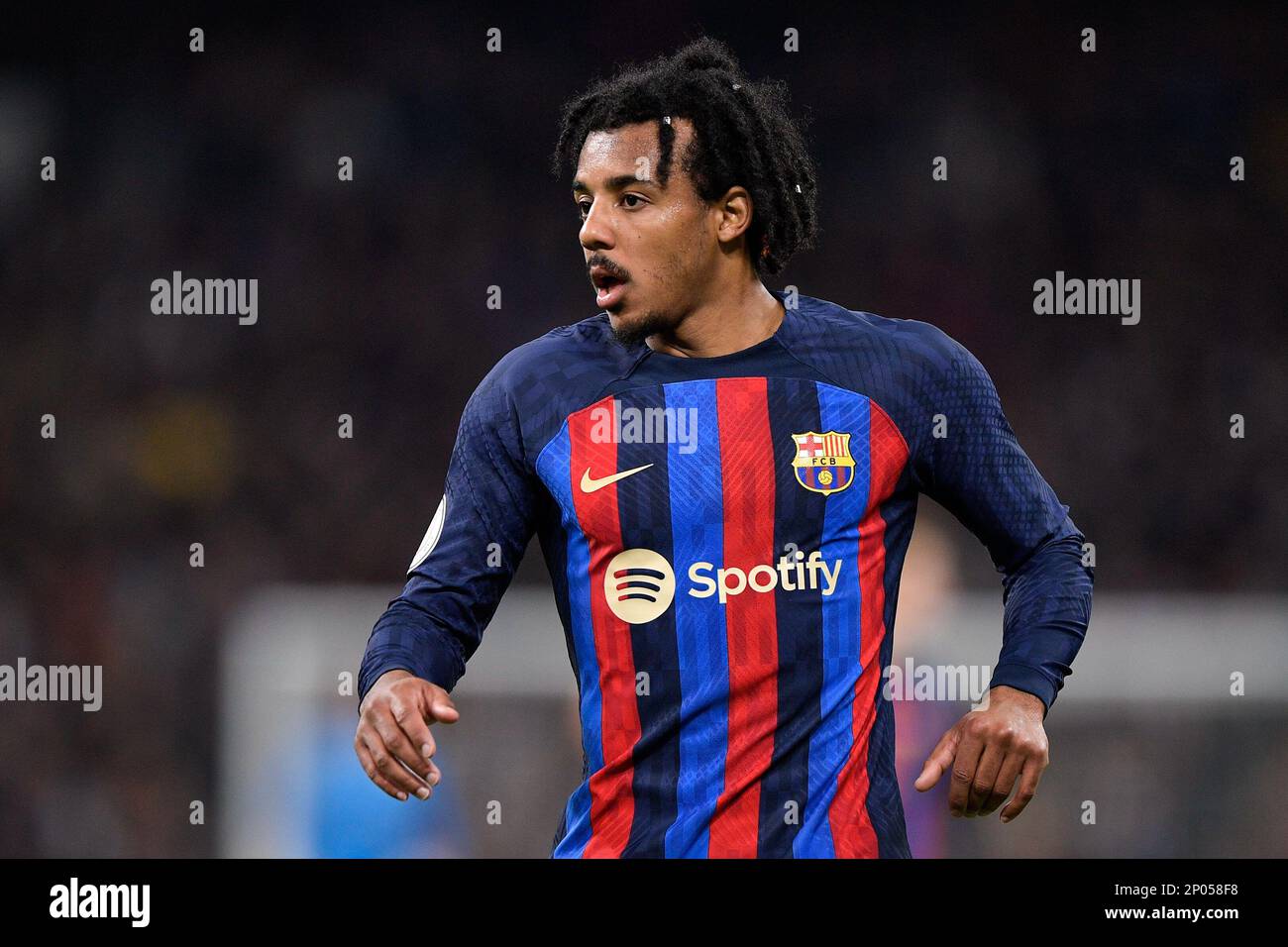 MADRID, SPAIN - MARCH 2: Jules Kounde of FC Barcelona looks on during ...