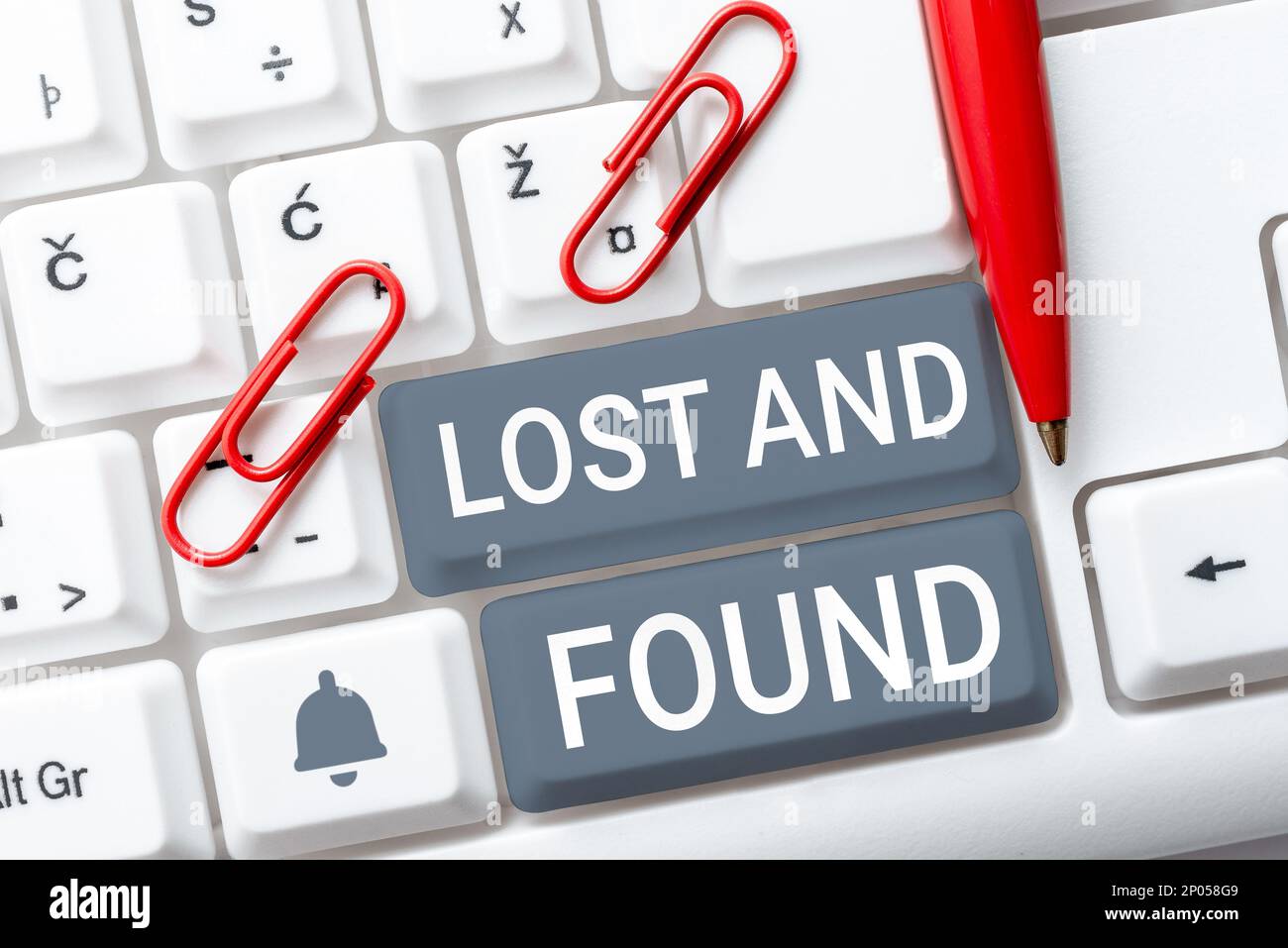 Text caption presenting Lost And Found. Word for Place where you can ...