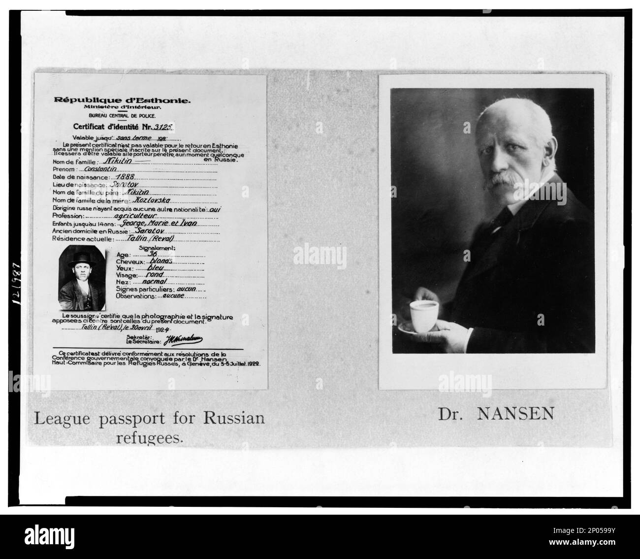 League passport for Russian refugees Dr. Nansen.. Frank and Frances ...