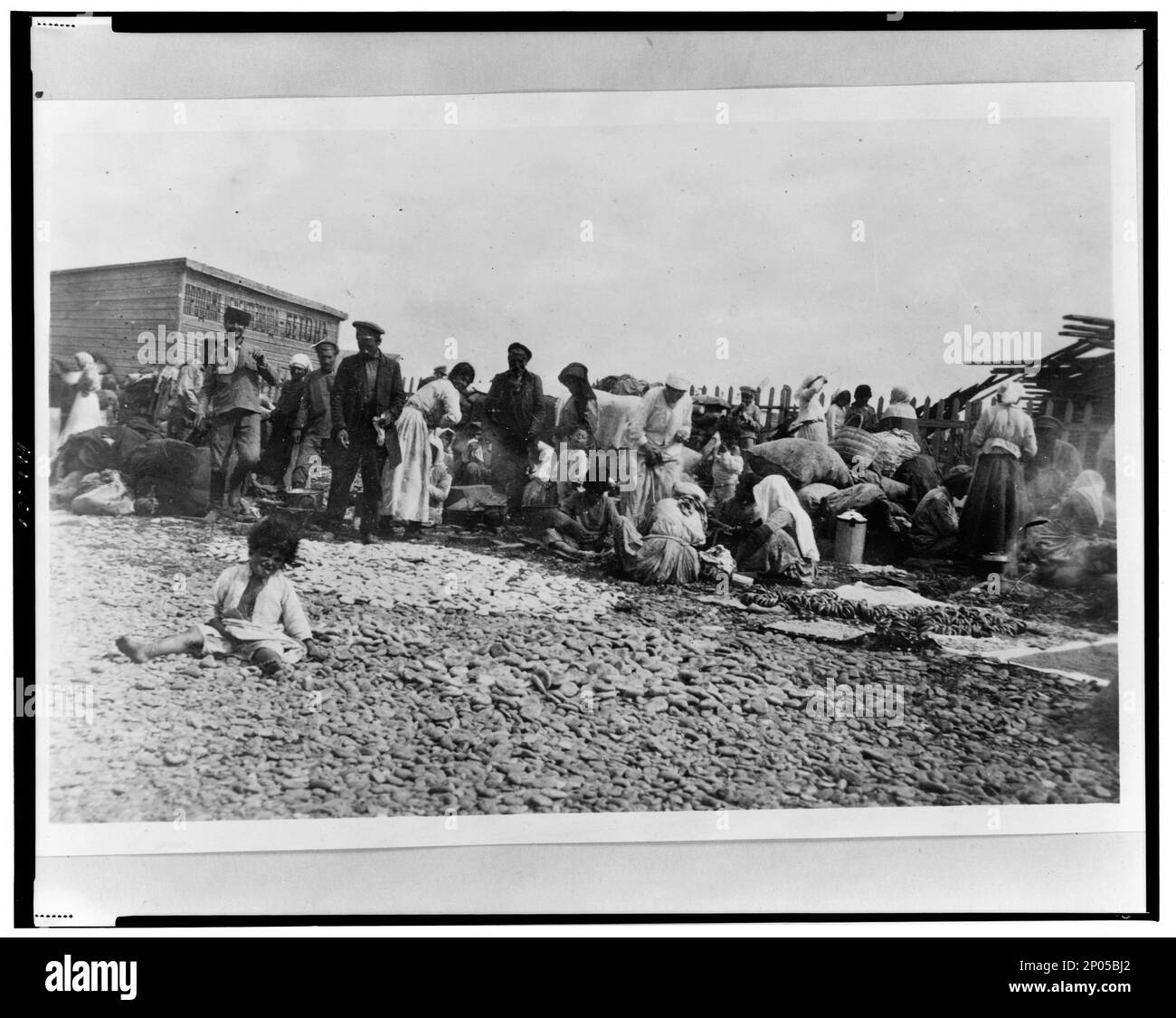 Armenian refugees on Black Sea beach with household possessions ...