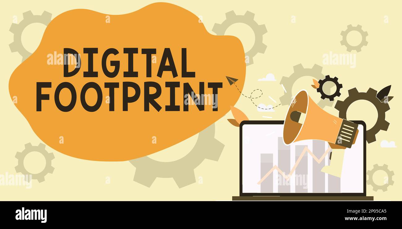 Handwriting text Digital Footprint. Concept meaning uses digital ...