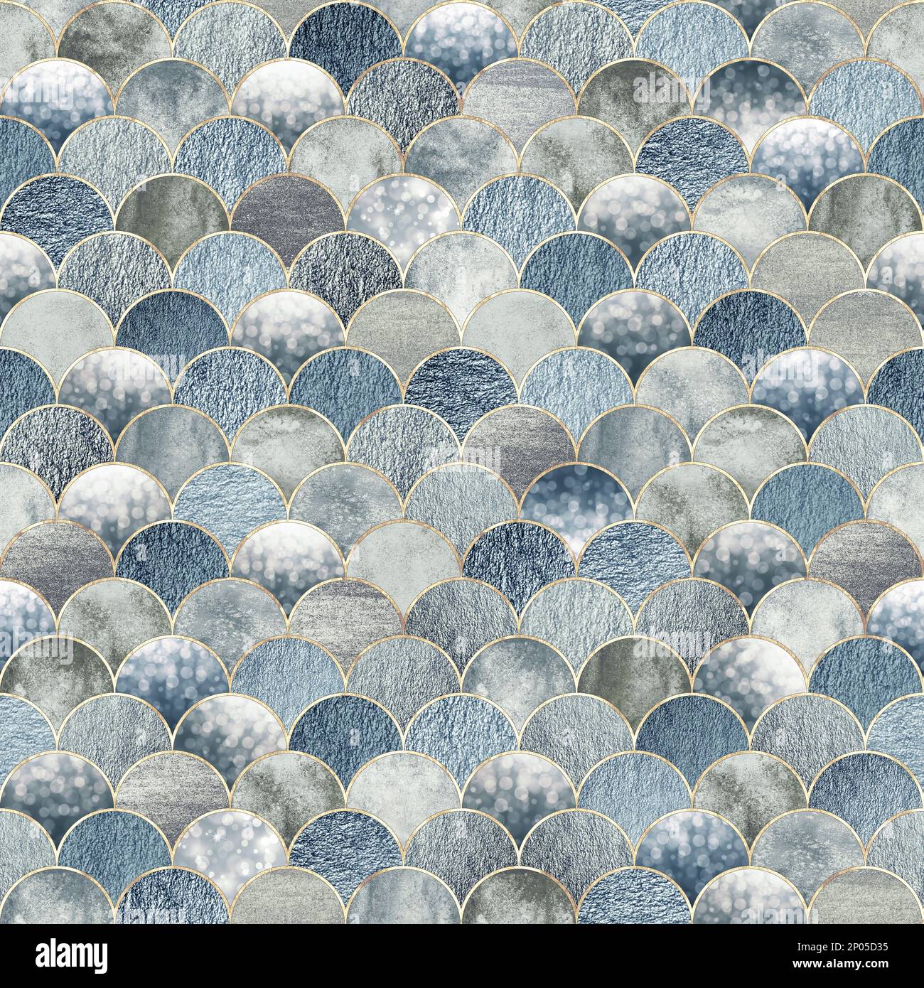 Mermaid fish scale wave japanese luxury golden glittering seamless ...