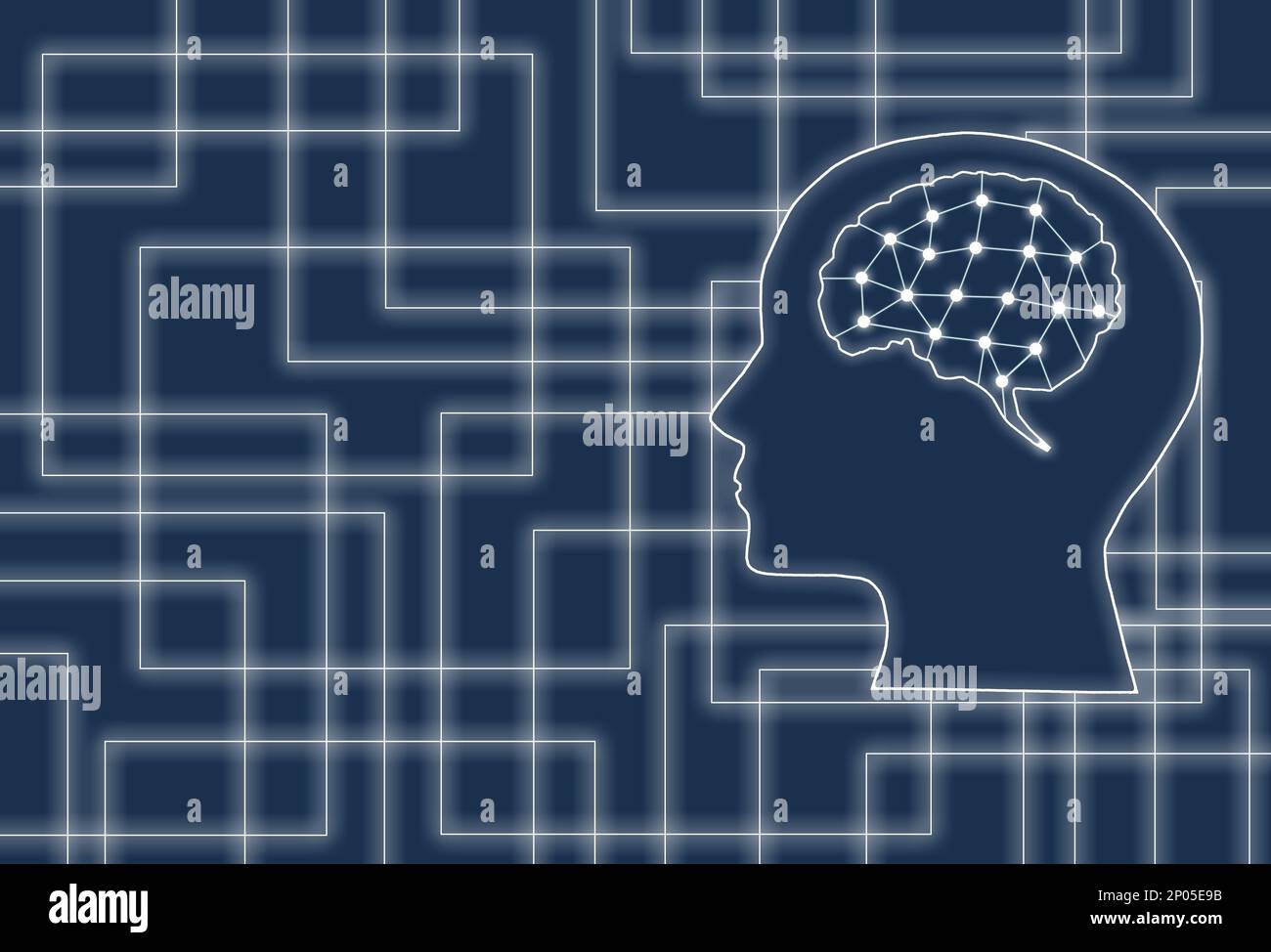 artificial intelligence head with the brain, creative technological ...