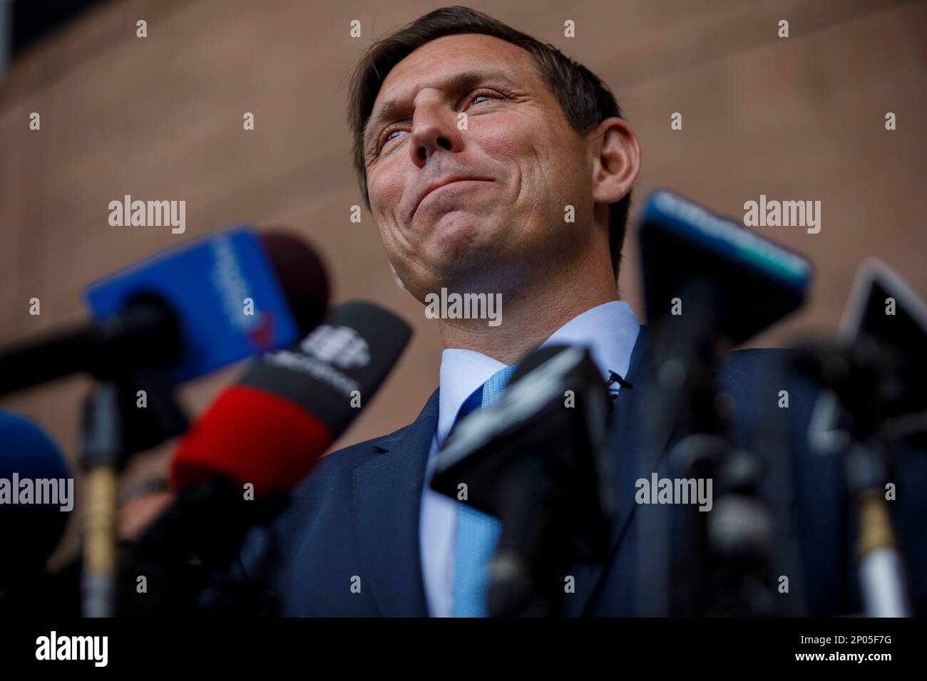 Brampton mayor, Patrick Brown, speaks during a press conference, at ...