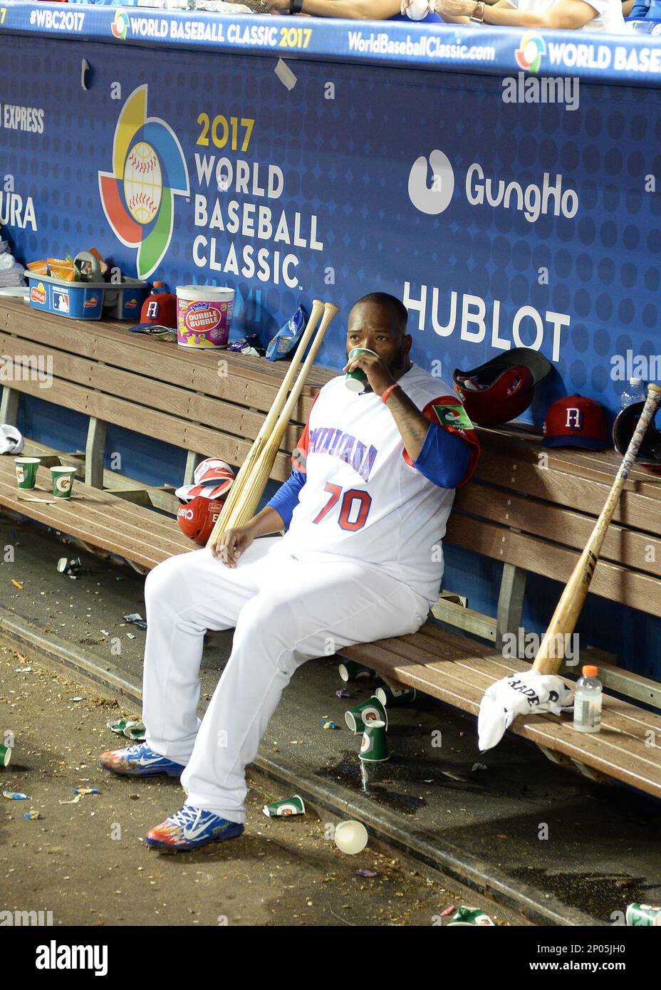 MIAMI, FL - MARCH 11: Dominican Republic pitcher Jumbo Diaz (70) during ...