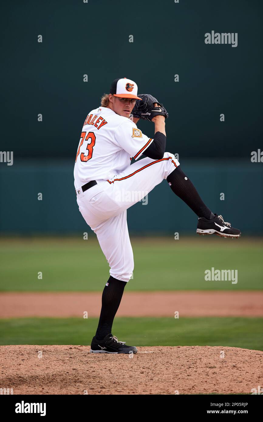 Baltimore Orioles relief pitcher Jed Bradley (73) delivers a pitch ...