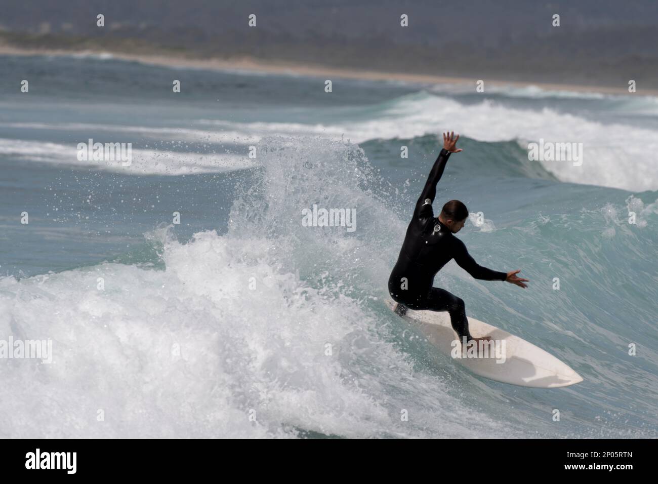 Surfing action near Beaumaris Tasmania -Shelly Beach Stock Photo - Alamy