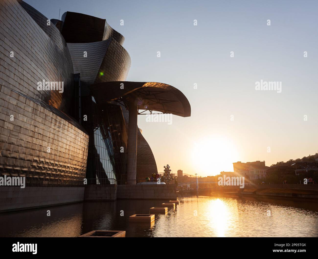 Bilbao, Spain - August 02, 2022: View at sunset of the Guggenheim ...