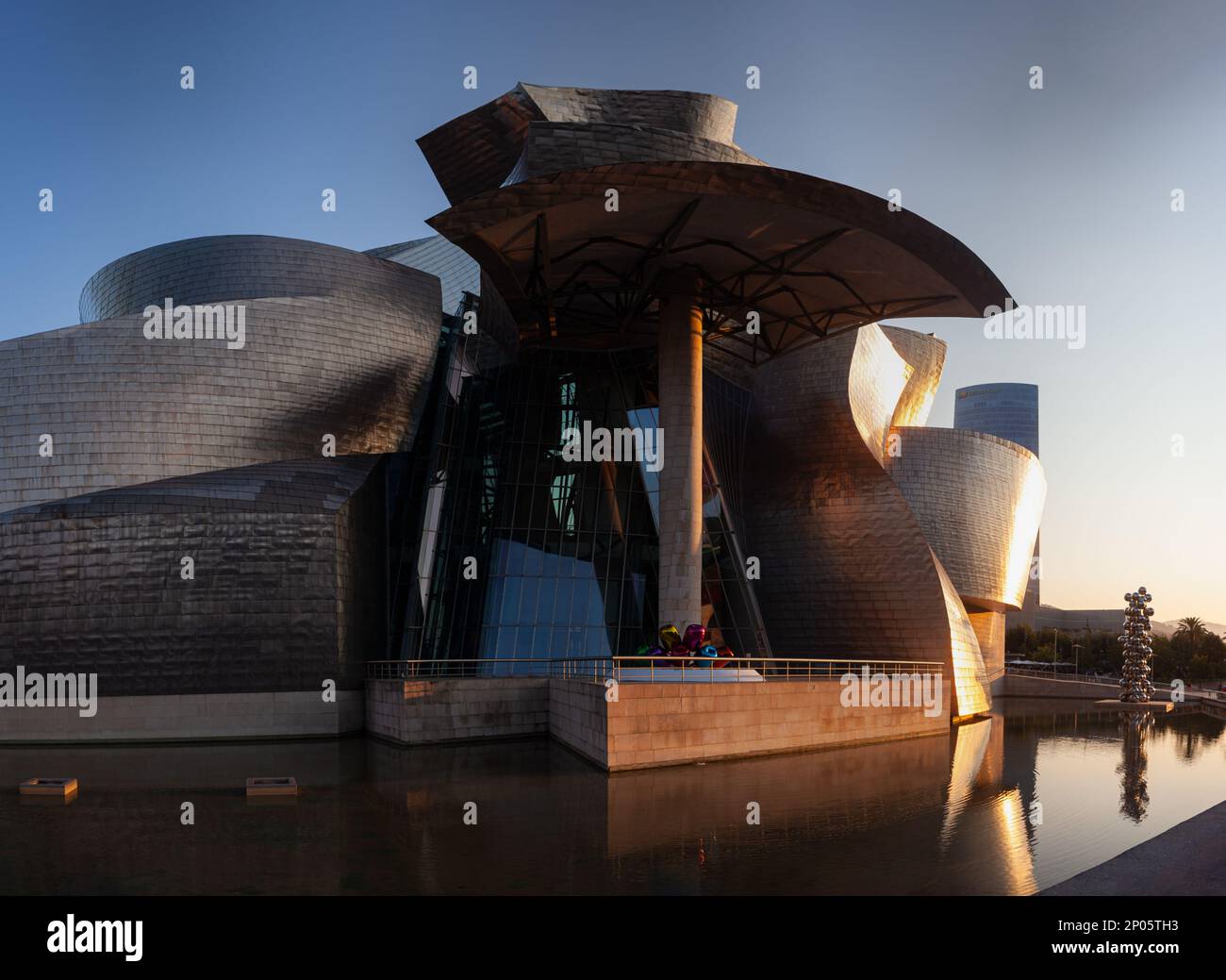 Bilbao, Spain - August 02, 2022: View at sunset of the Guggenheim ...
