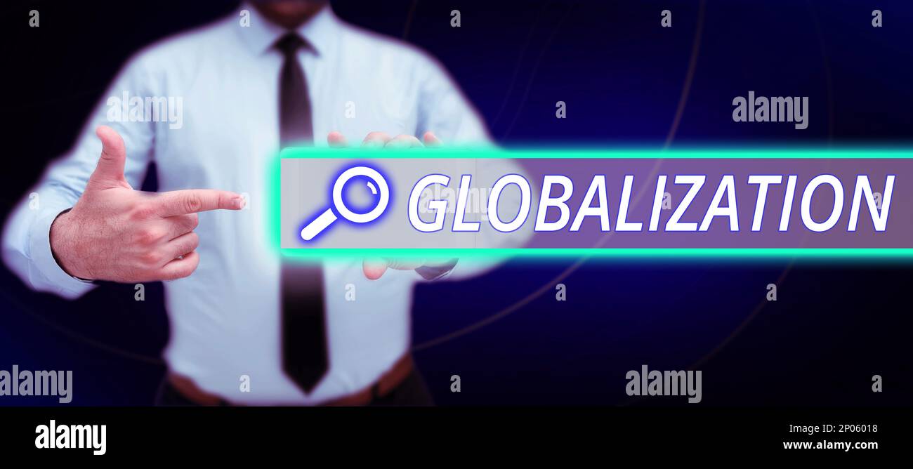 Inspiration showing sign Globalization. Business idea development of an ...