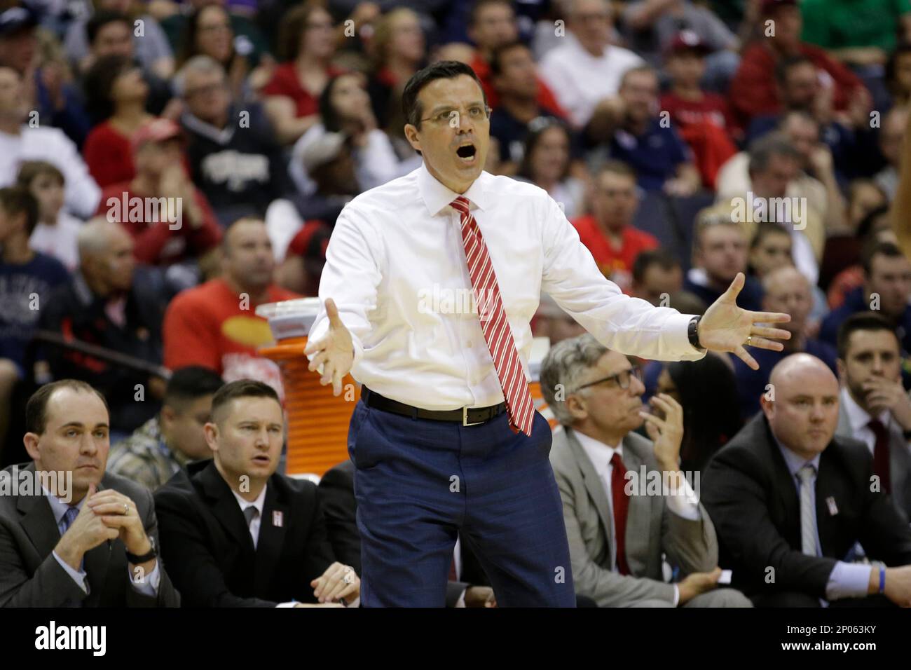 Nebraska head coach Tim Miles in action as Nebraska played Penn State ...