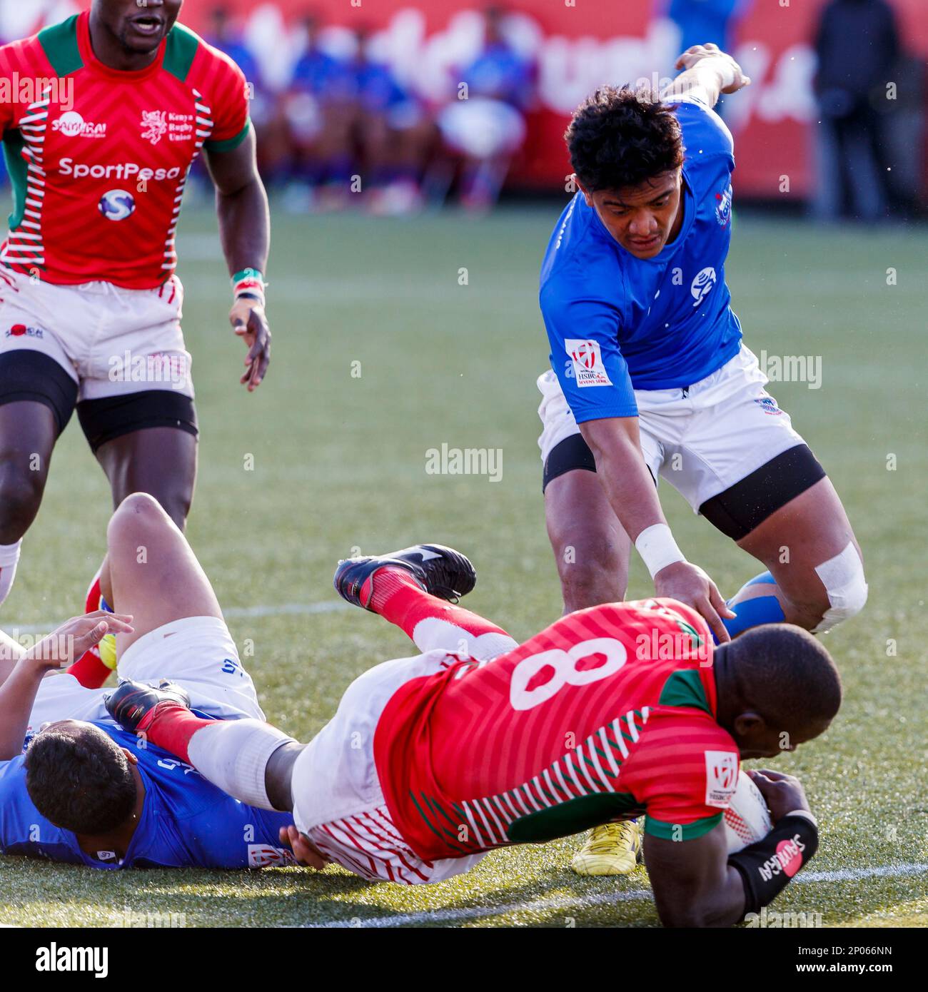 LAS VEGAS, NV - MARCH 05: Andrew Amonde #8 of Kenya scores during the ...