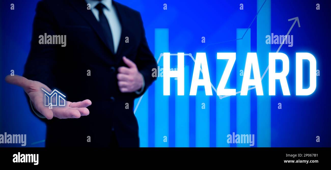 Hand writing sign Hazard. Business approach account or statement ...