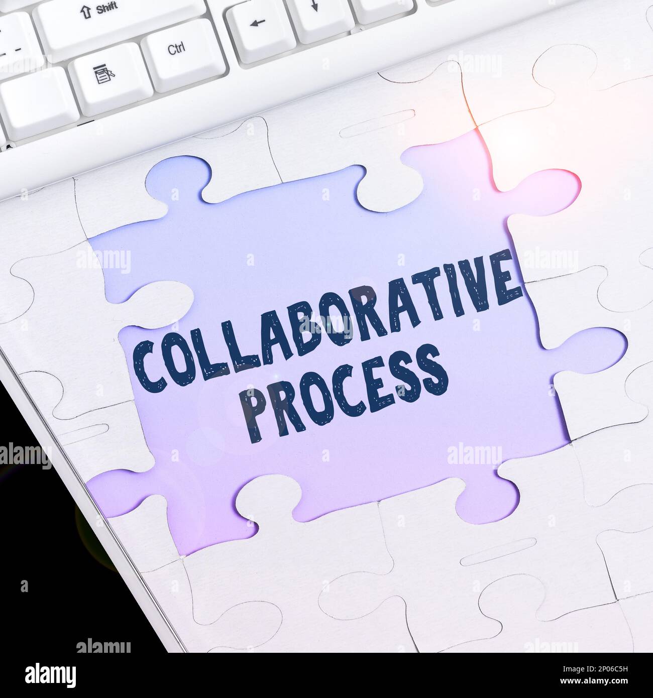 Hand writing sign Collaborative Process. Business idea people and ...