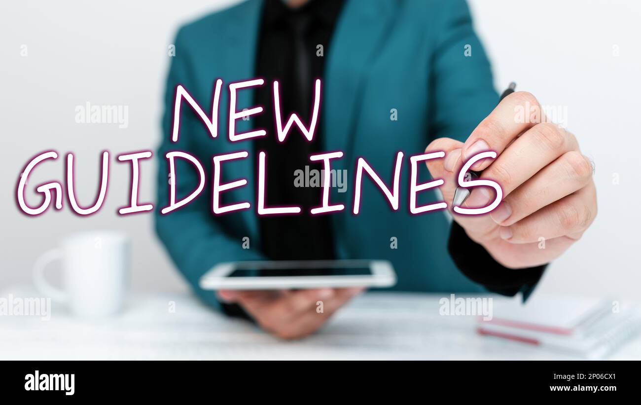 Writing displaying text New Guidelines. Concept meaning a new list of ...
