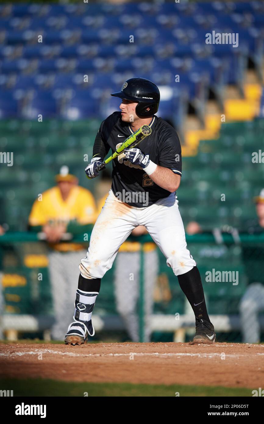 Pittsburgh Panthers shortstop David Yanni (24) squares to bunt during a ...