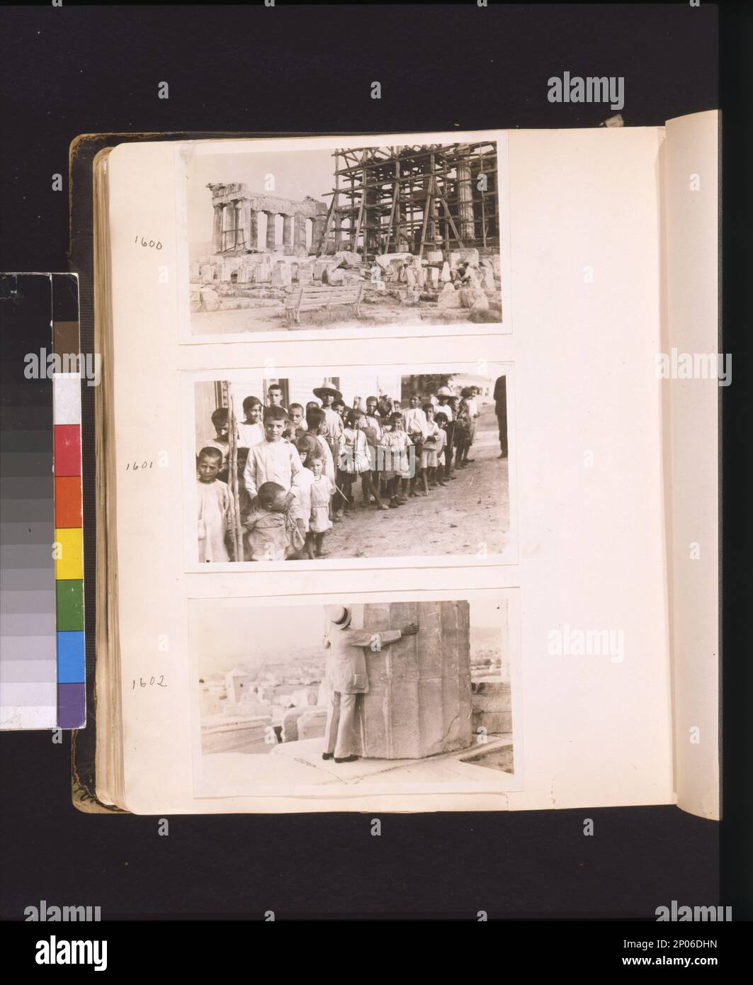 The Parthenon with scaffolding Greek and Armenian refugee children from ...