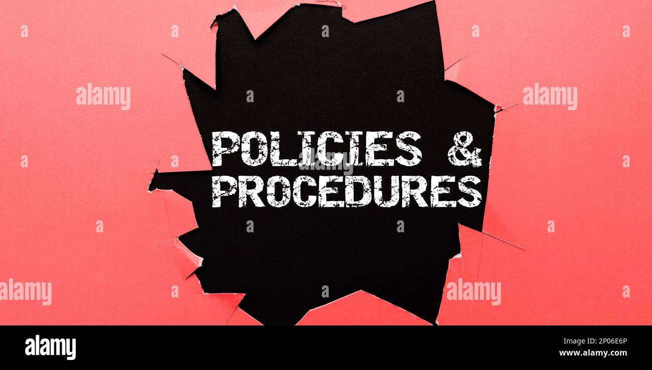 Hand writing sign Policies Procedures. Business idea list of rules ...