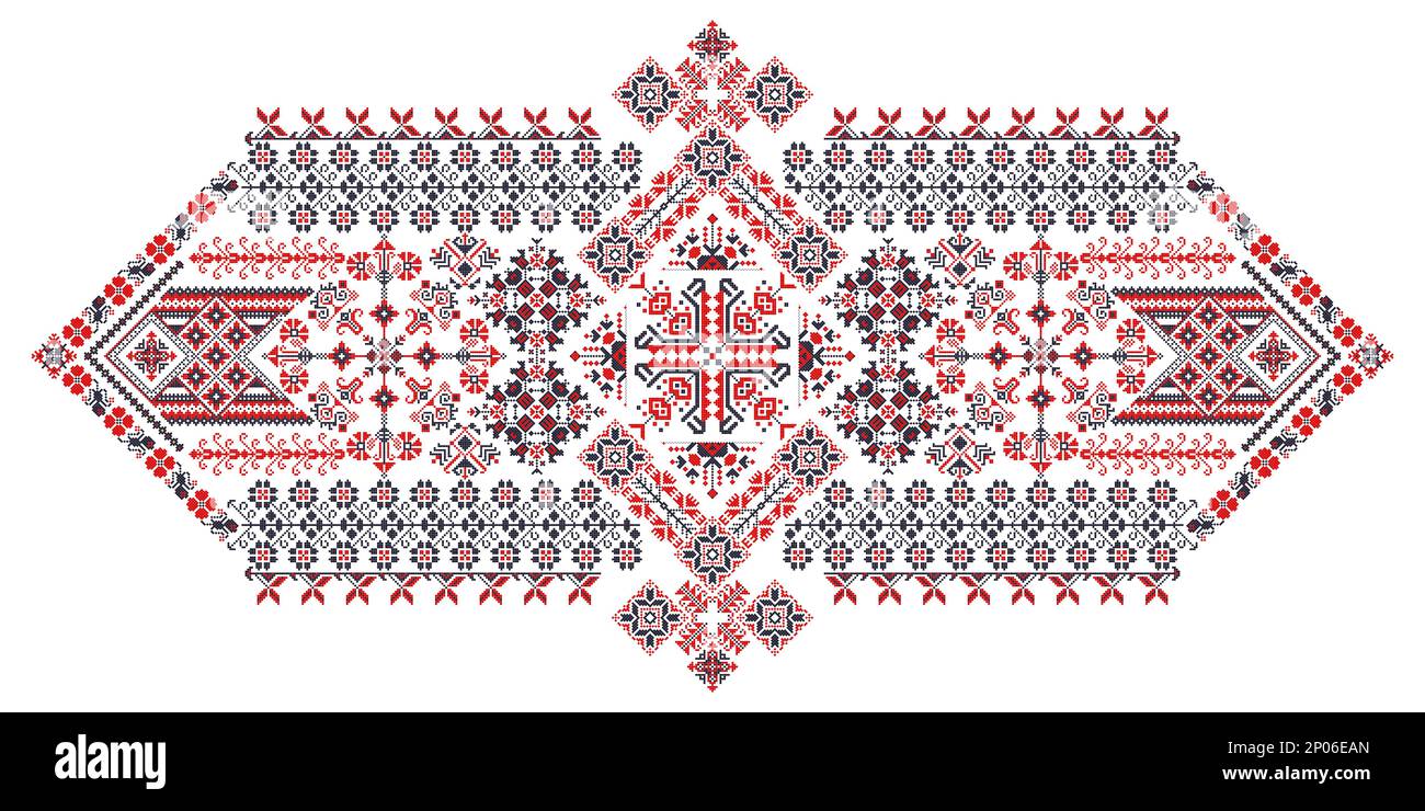 Traditional Romanian embroidery vector design element over white ...