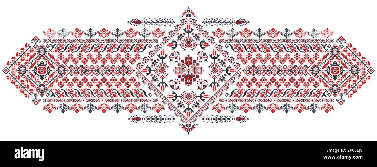 Traditional Romanian embroidery vector design element over white ...