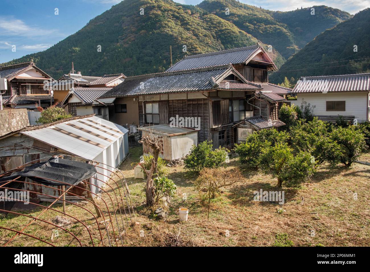 Rural village houses, Kamiyama, Tokushima, Shikoku Island, Japan Stock ...