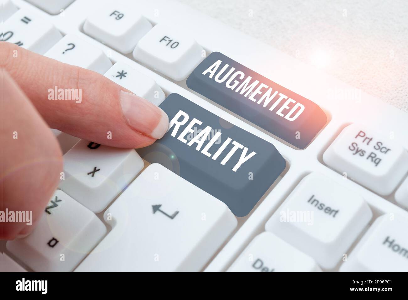 Writing Displaying Text Augmented Reality Internet Concept Technology That Imposes Computer