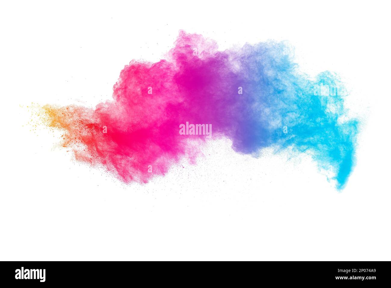 Pastel color dust particle splashing.Colorful powder explosion on white ...