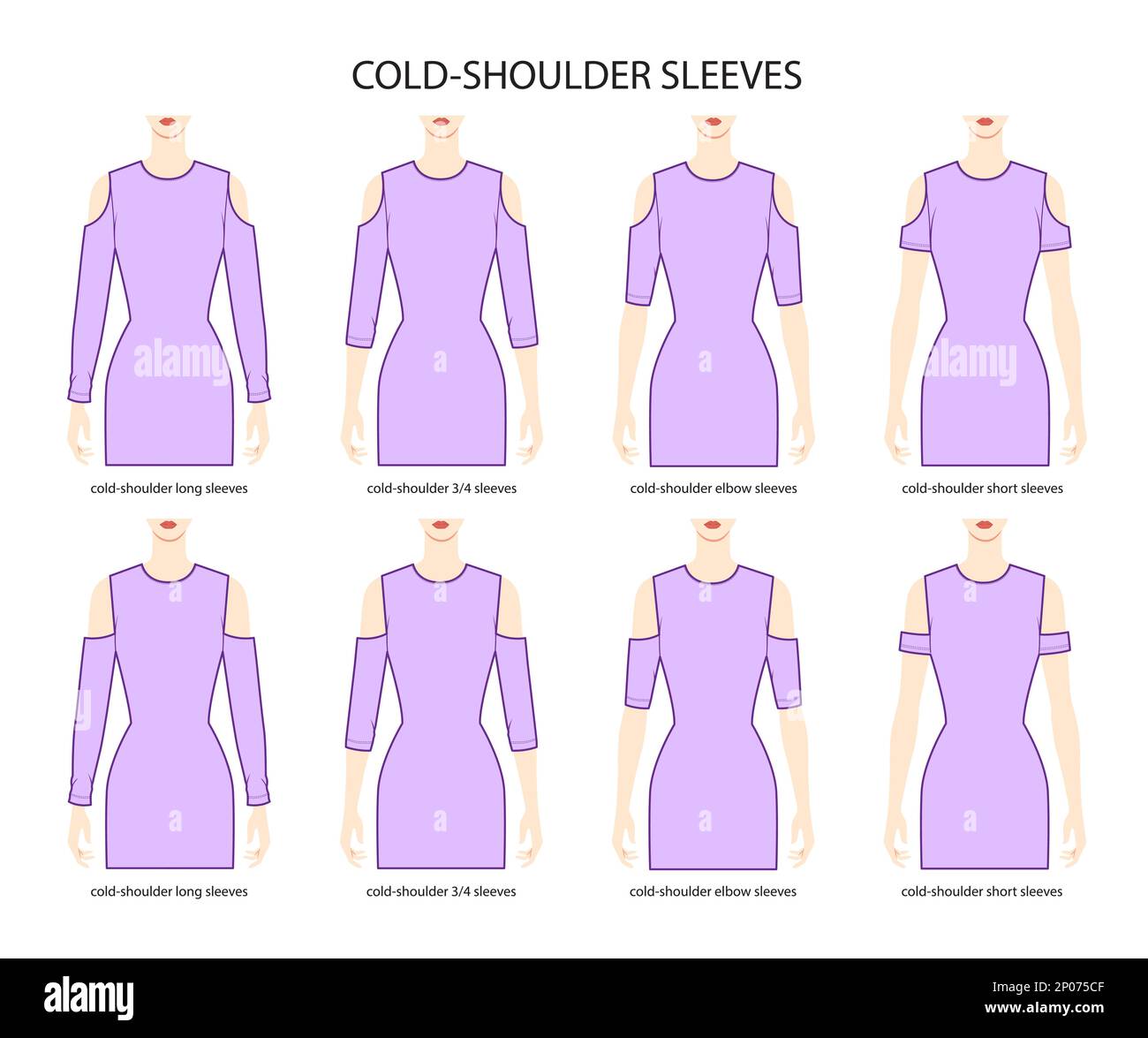 Set of Cold-shoulder sleeves clothes long, 3-4, elbow, short length ...