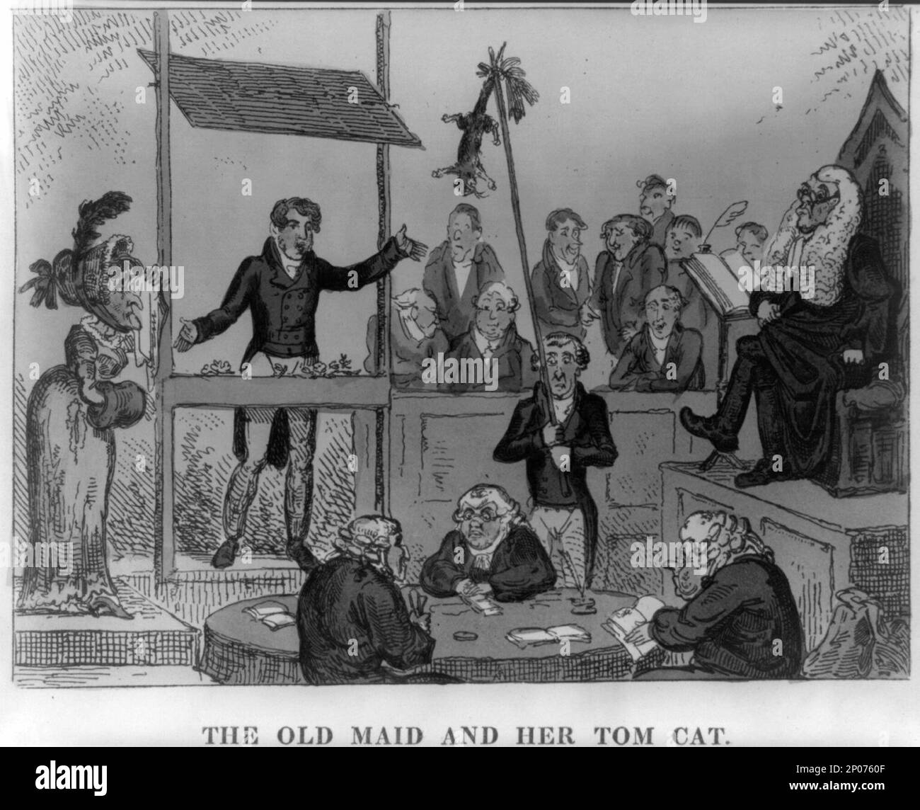 The old maid and her tom cat G. Cruikshank.. British Cartoon Prints ...