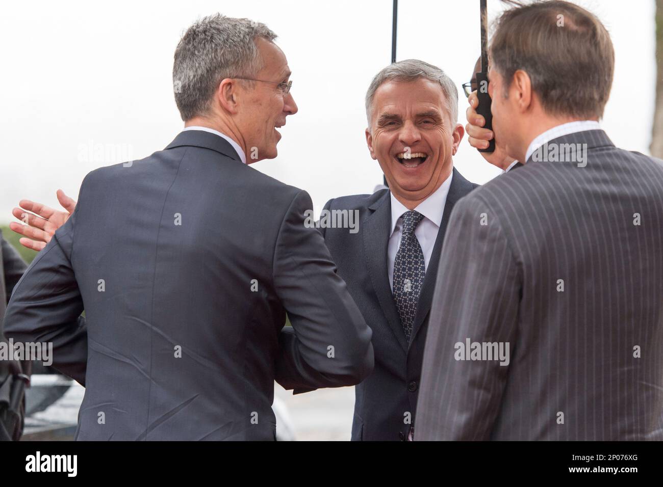 Federal Councillor Didier Burkhalter, center, welcomes NATO Secretary ...