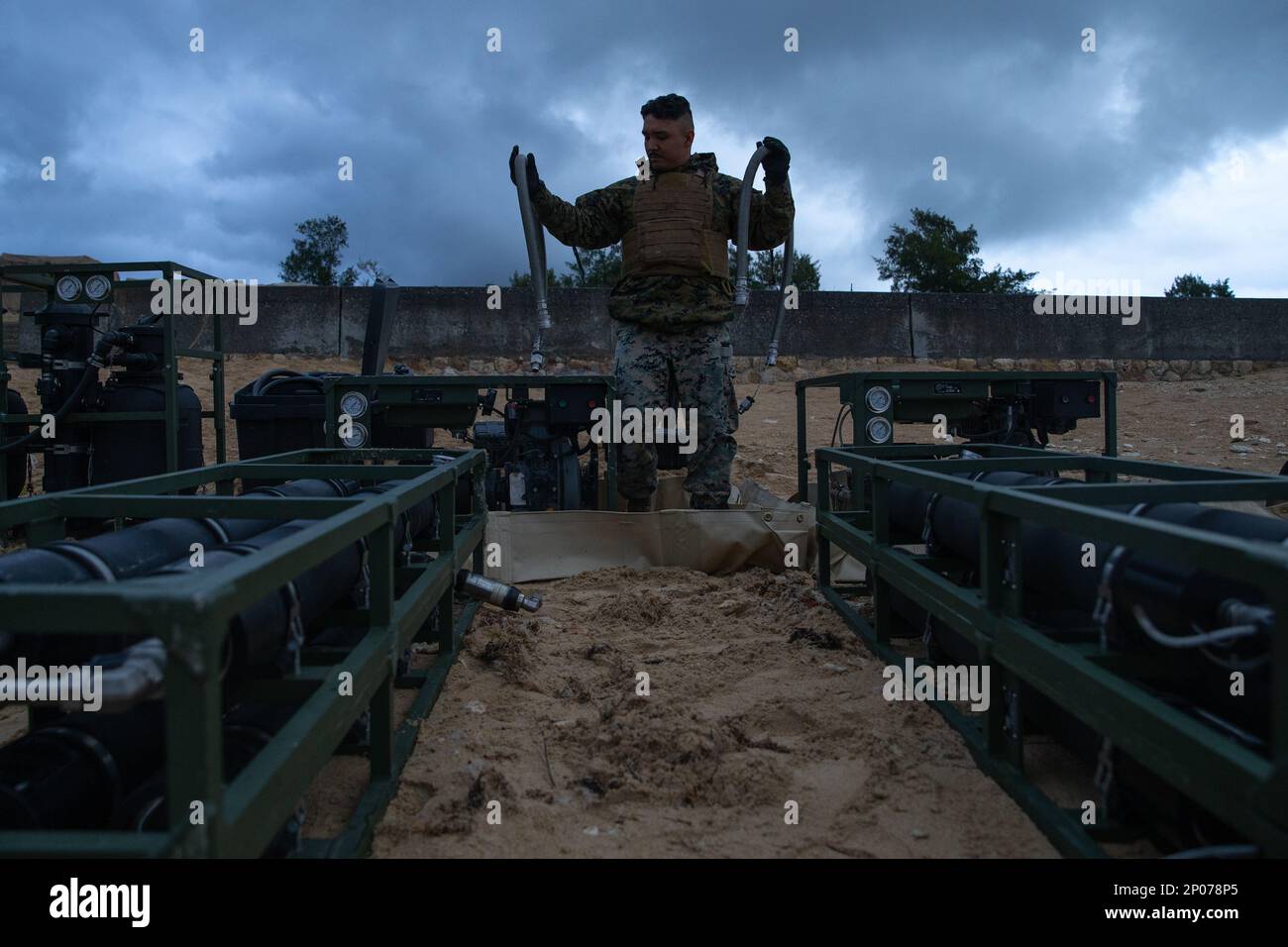 U.S. Marine Corps Lance Cpl. Severo Luna, a water support technician ...