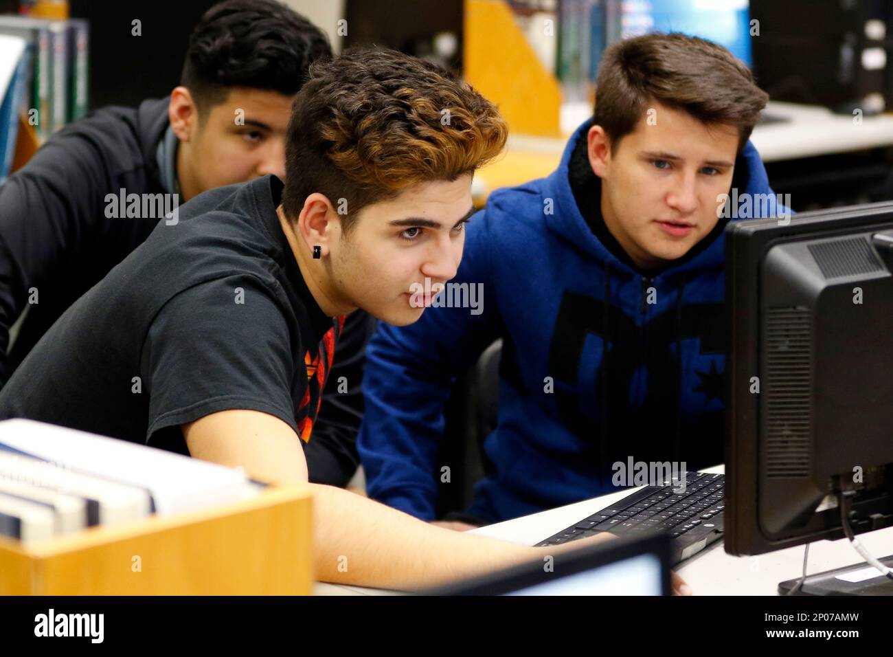 In this Jan. 20, 2017 photo, Streamwood High School students work to ...