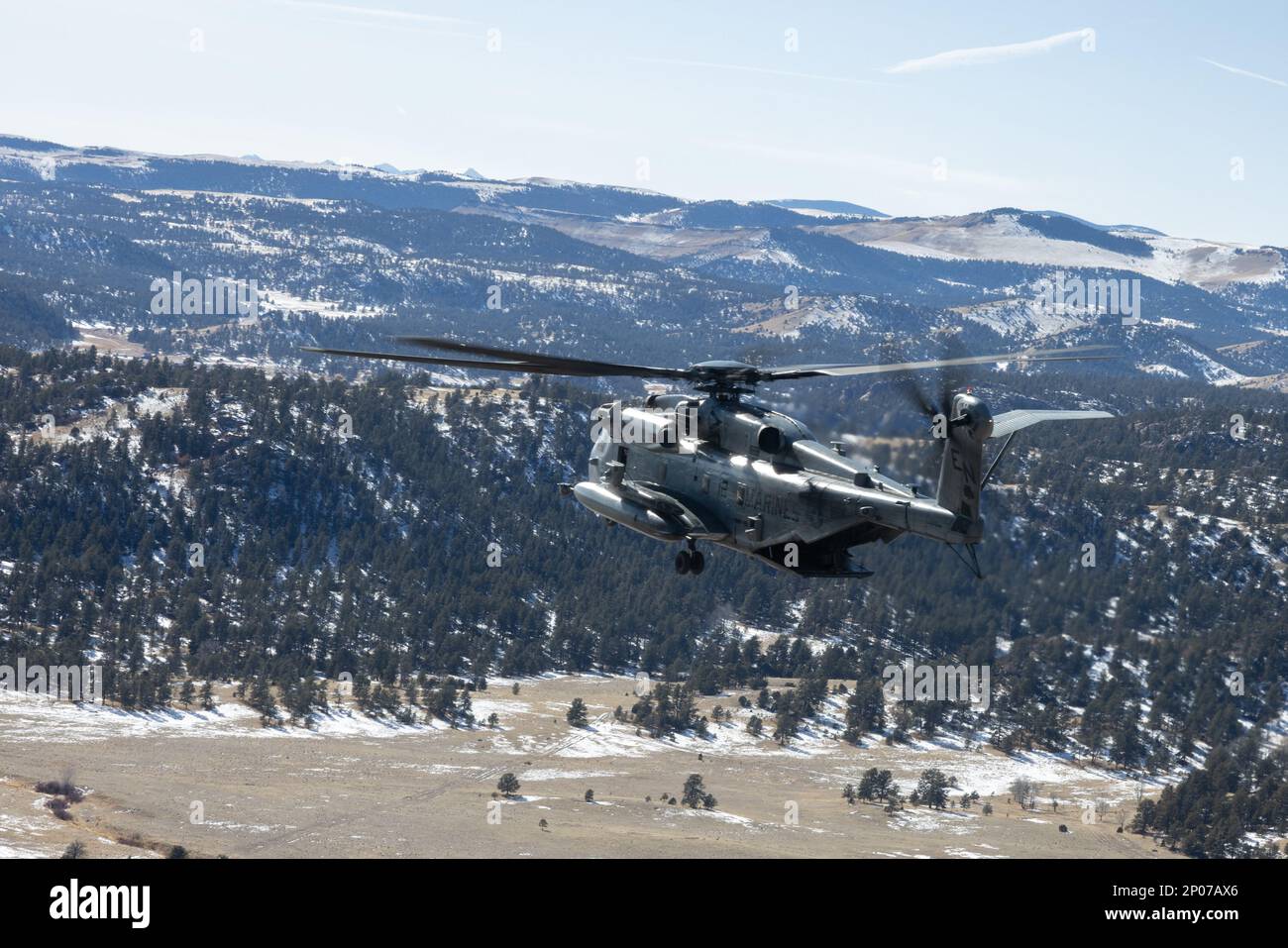 U.S. Marines with Marine Heavy Helicopter Squadron (HMH) 464 fly a CH ...